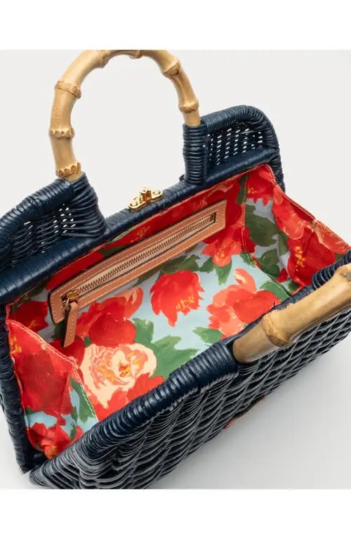 FRANCES VALENTINE Buzzy Woven Wicker Top Handle Bag