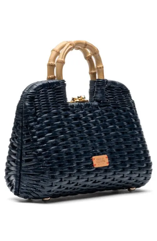 FRANCES VALENTINE Buzzy Woven Wicker Top Handle Bag