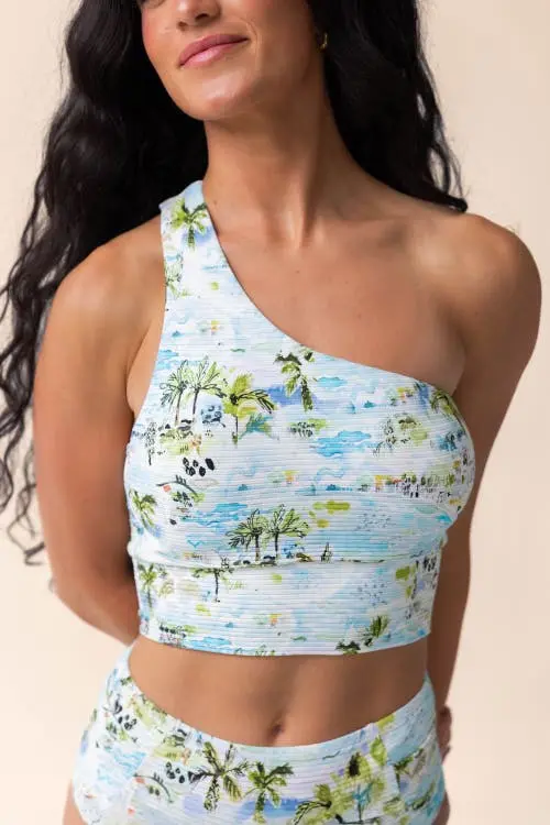 NANI One Shoulder Crop Swim Top - Beach Break