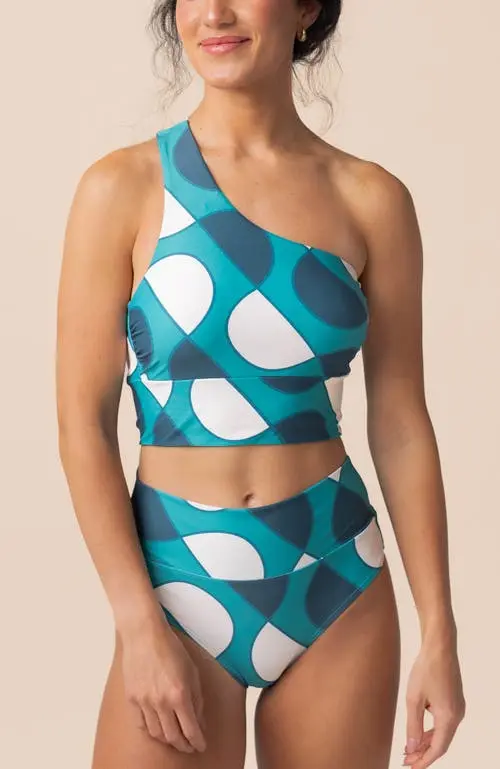 NANI One Shoulder Crop Swim Top - Riptide