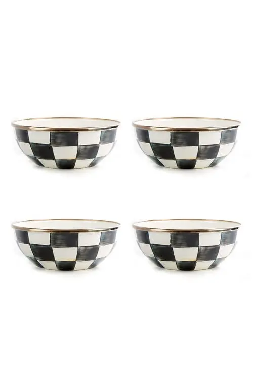 MACKENZIE-CHILDS Courtly Check Set Of 4 Everyday Bowls - Black/ White