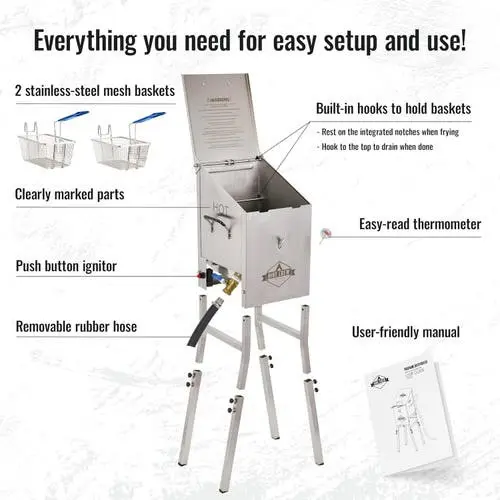 HIKE CREW Outdoor 4-gallon Propane Deep Fryer With Basket