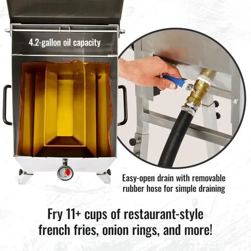 HIKE CREW Outdoor 4-gallon Propane Deep Fryer With Basket