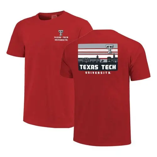 IMAGE ONE Texas Tech Raiders Striped Campus Skyline T-shirt - Red