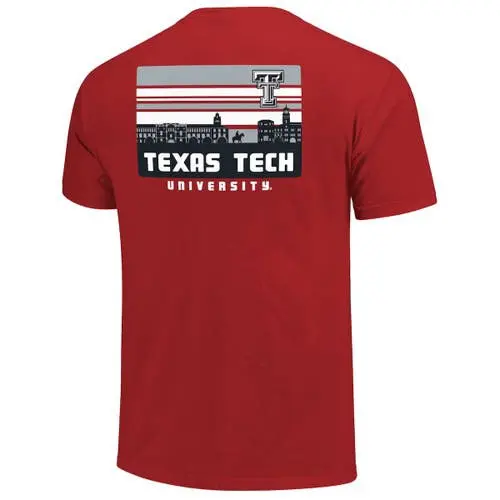 IMAGE ONE Texas Tech Raiders Striped Campus Skyline T-shirt