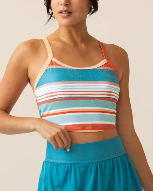 NANI Scoop Neck Striped Swim Top - Canyons