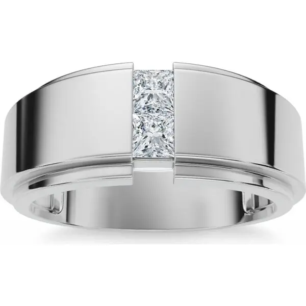 BLISS DIAMOND 14k Gold 1ct Princess Cut Lab Grown Diamond Band Ring - 14k White Gold
