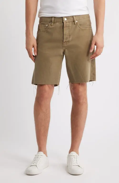 FRAME Raw Hem Relaxed Denim Shorts - Light Brown