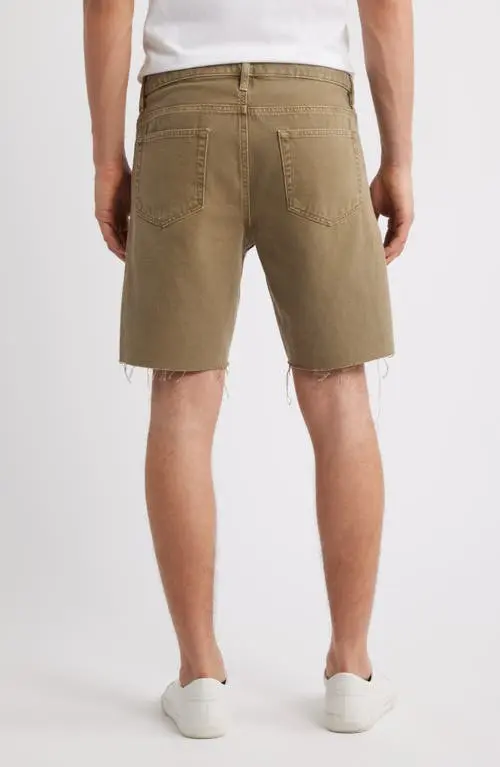 FRAME Raw Hem Relaxed Denim Shorts - Light Brown