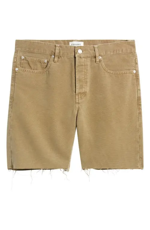 FRAME Raw Hem Relaxed Denim Shorts - Light Brown