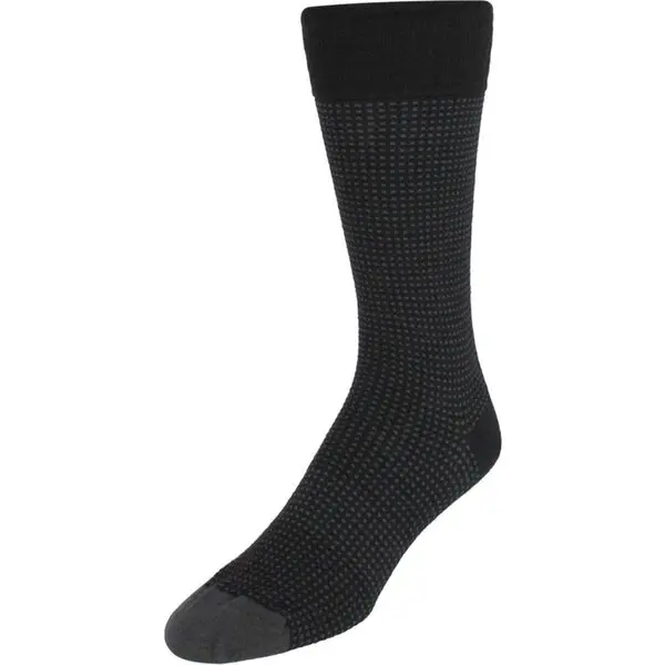Trafalgar Alderic Birdseye Patterned Merino Wool Socks - Black And Charcoal