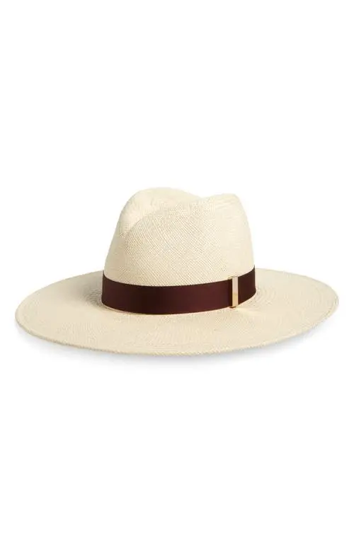 GIGI BURRIS MILLINERY Jeanne Straw Fedora - Natural/ Chocolate