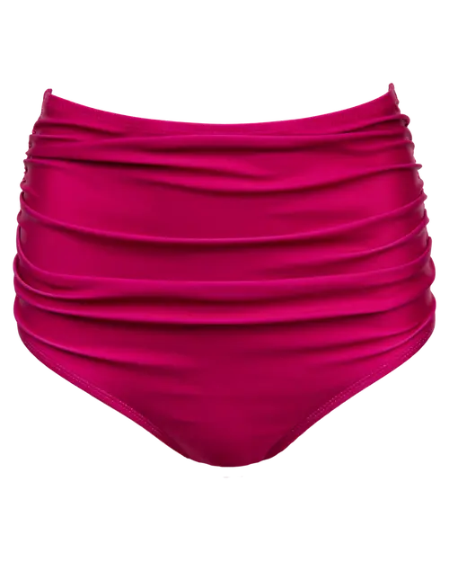 NANI Ruched High-rise Bikini Bottom - Berry