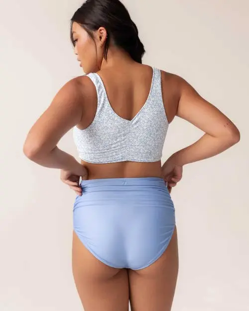 NANI Ruched High-rise Bikini Bottom - Celeste