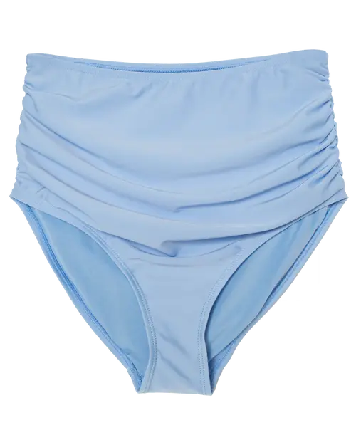 NANI Ruched High-rise Bikini Bottom - Celeste