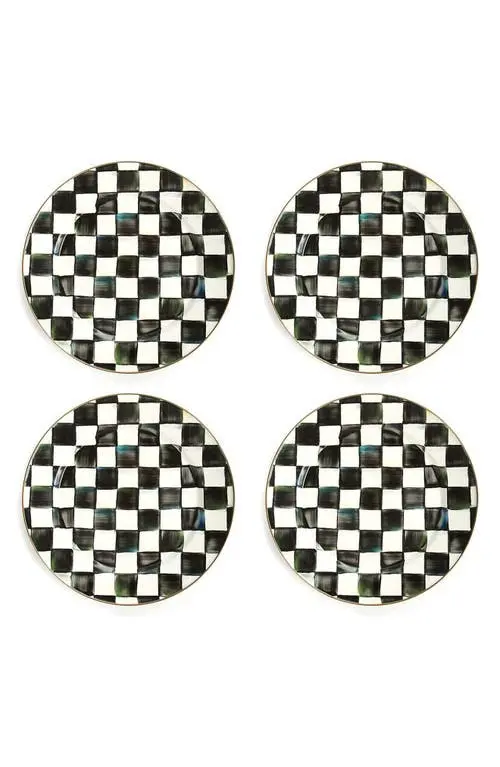 MACKENZIE-CHILDS Courtly Check Set Of 4 Chargers - Black/ White