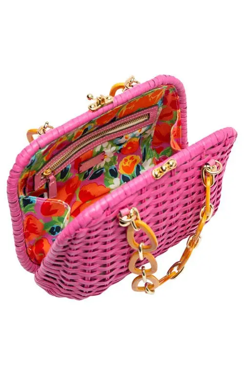 FRANCES VALENTINE Wicker Basket Top Handle Bag - Pink