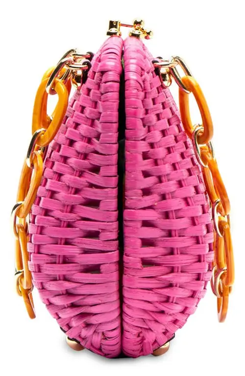 FRANCES VALENTINE Wicker Basket Top Handle Bag - Pink