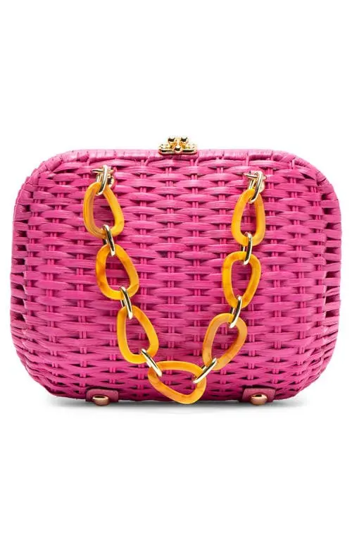 FRANCES VALENTINE Wicker Basket Top Handle Bag - Pink