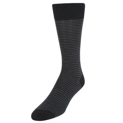 Trafalgar Carvel Striped Patterned Mid-calf Socks - Black And  Charcoal Stripes