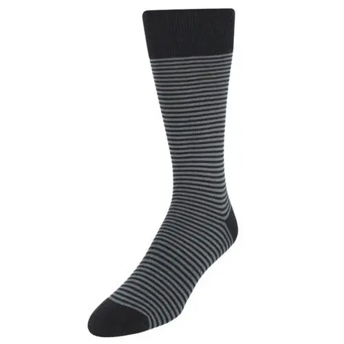 Trafalgar Carvel Striped Patterned Mid-calf Socks - Dark And Light Grey Stripes