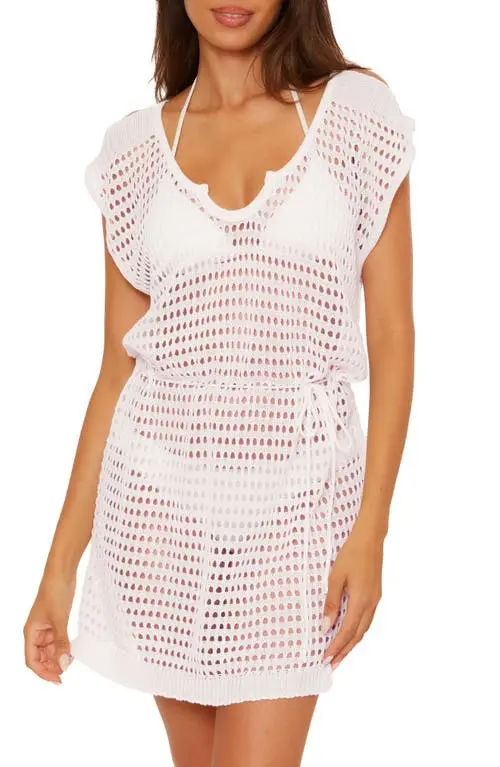 BECCA By Rebecca Virtue Playa Open Stitch Cover-up Minidress - White