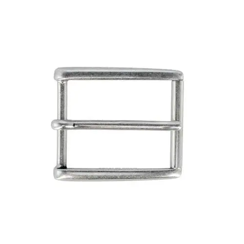 Trafalgar 35mm Rectangular Classic Solid Brass Roller Harness Belt Buckle - English Silver