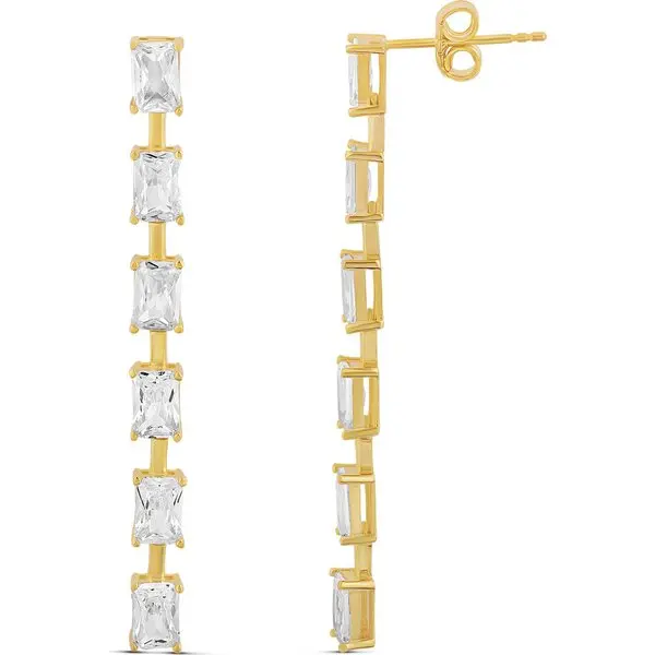 SHYMI Emerald Bar Drop Earrings - Gold