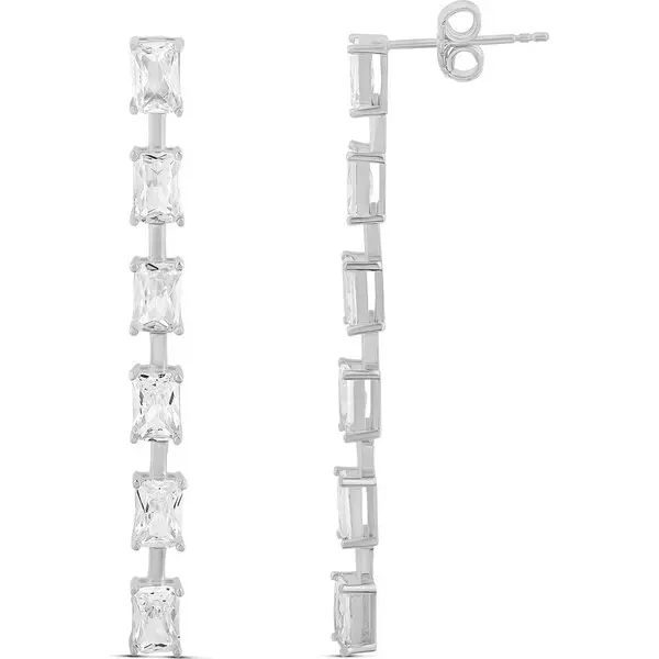 SHYMI Emerald Bar Drop Earrings - Silver