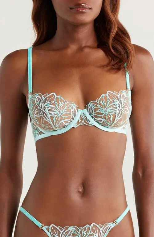 Bluebella Lilly Embroidered Underwire Bra - Island Paradise Blue