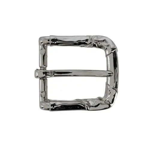 Trafalgar 35mm Italian Rippled Textured Solid Brass Harness Belt Buckle - Shiny Nickel