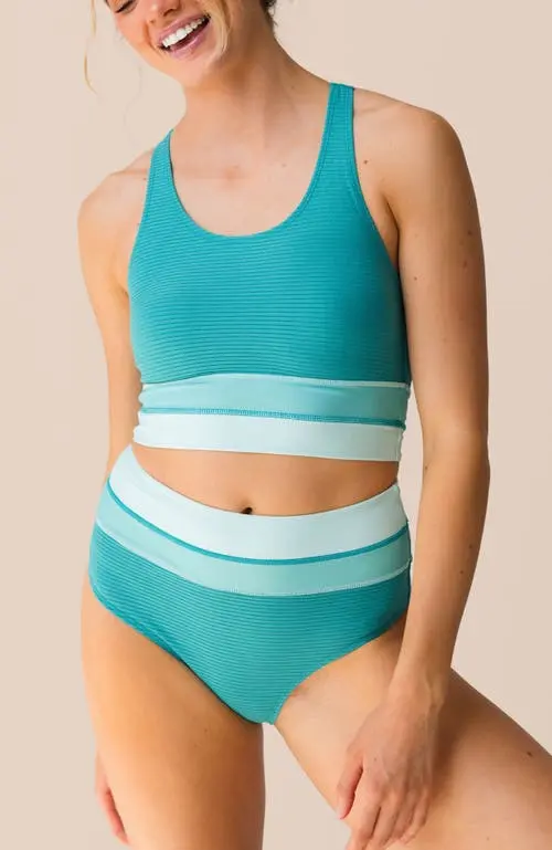 NANI Cut Back Crop Swim Top - Seablue