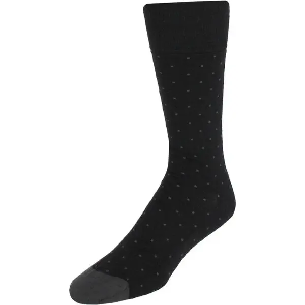 Trafalgar Croix Polka Dot Patterned Merino Wool Socks - Black With Charcoal Dots