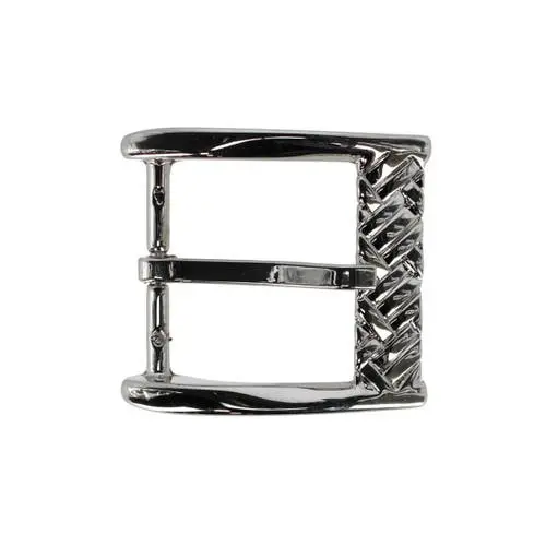 Trafalgar 40mm Basketweave Belt Buckle - Shiny Nickel