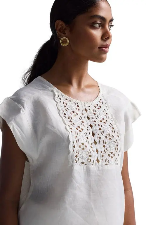 REISTOR Boxy Top With Embroidered Lace Detail