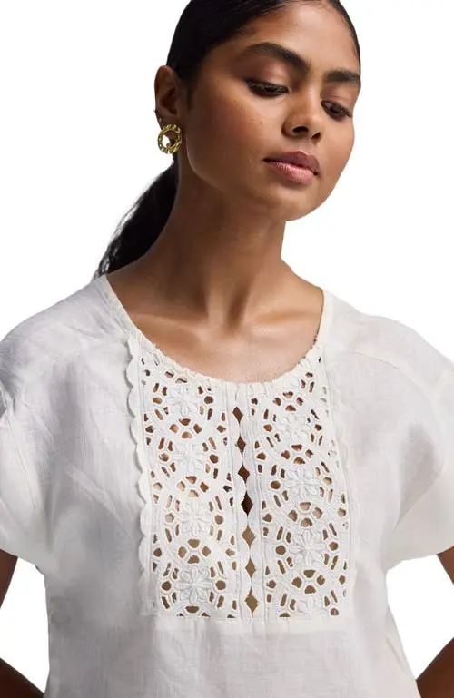 REISTOR Boxy Top With Embroidered Lace Detail