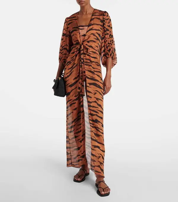 ADRIANA DEGREAS X Sabine Getty Printed Silk Kaftan