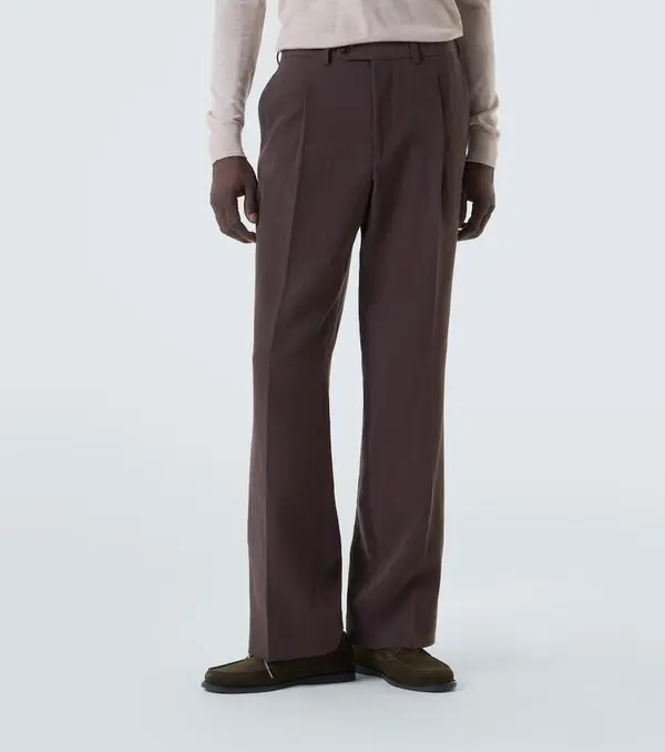 SAMAN AMEL Linen Canvas Suit Pants - Brown