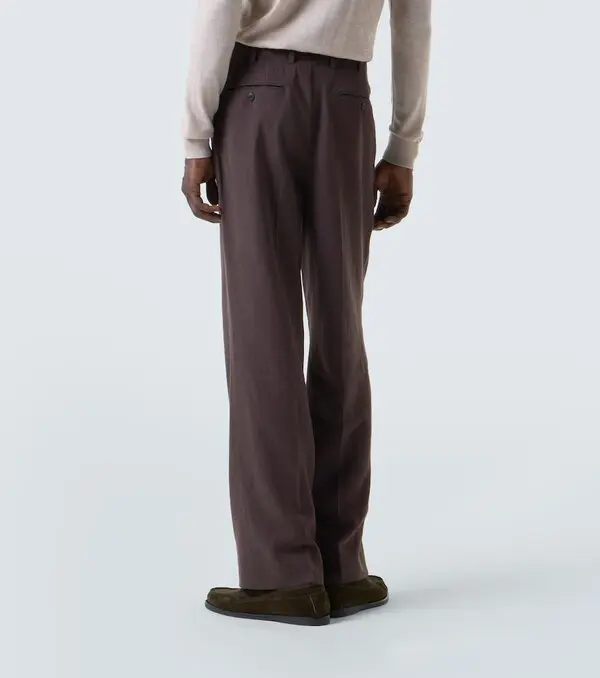 SAMAN AMEL Linen Canvas Suit Pants - Brown