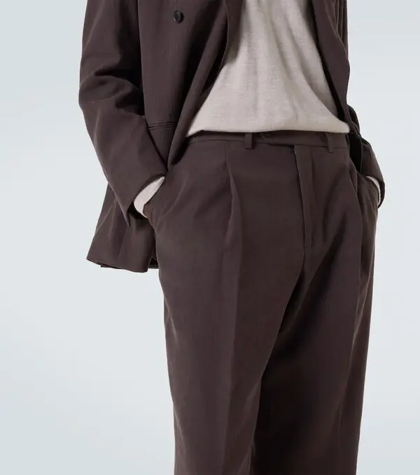 SAMAN AMEL Linen Canvas Suit Pants - Brown