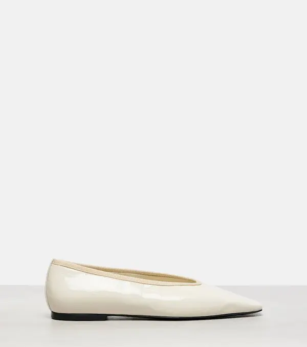 TOTEME Patent Leather Ballet Flats - White