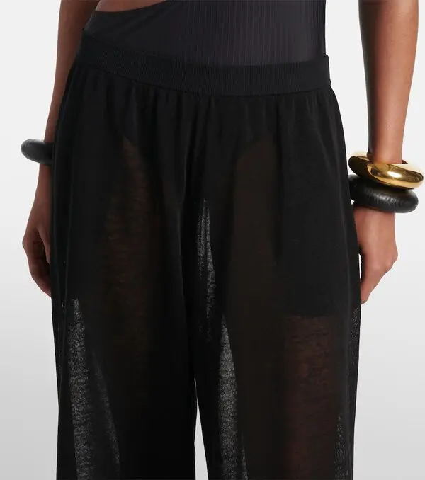 Alaïa Sheer Linen And Silk Wide-leg Pants - Black
