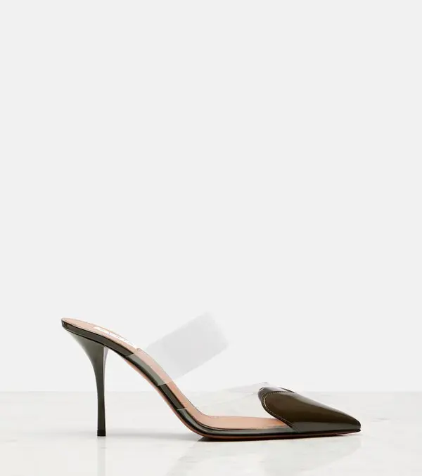 Alaïa Cœur 90 Patent Leather-trimmed Mules - Green