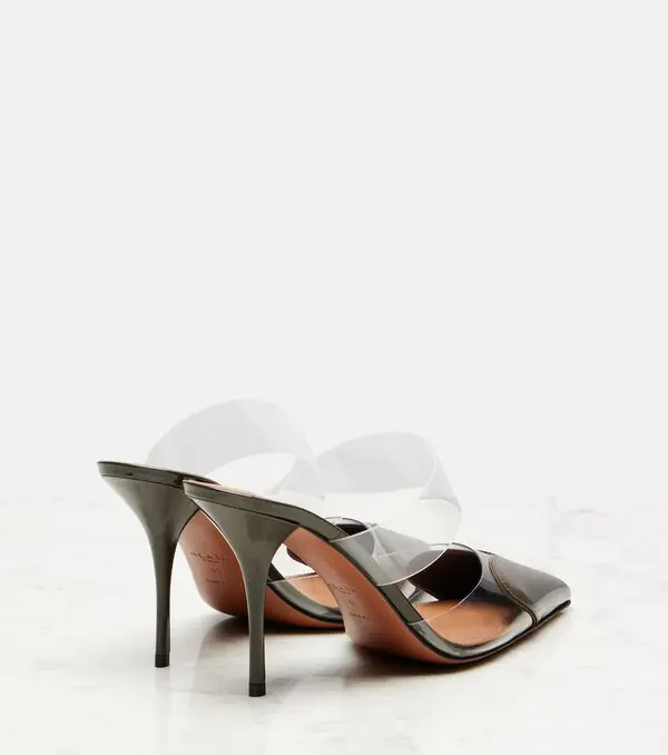Alaïa Cœur 90 Patent Leather-trimmed Mules - Green