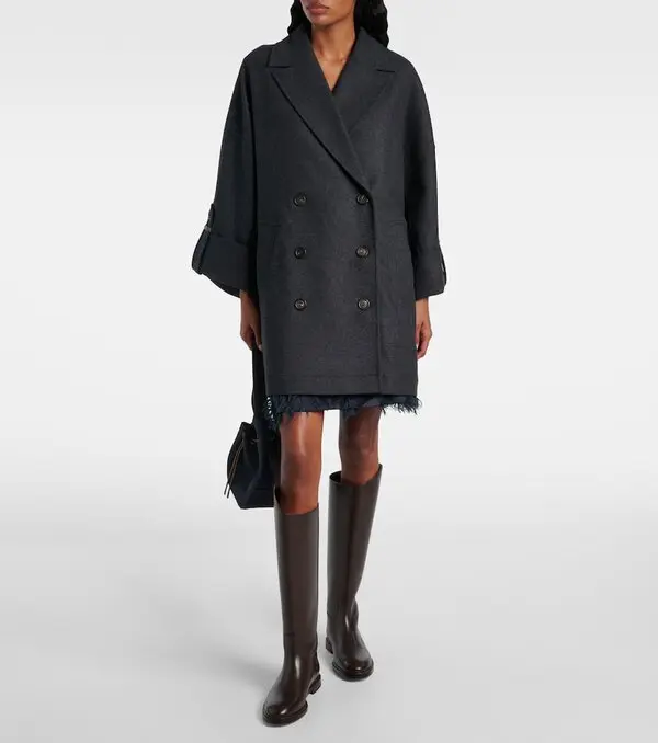 Brunello Cucinelli Oversized Wool Coat - Grey