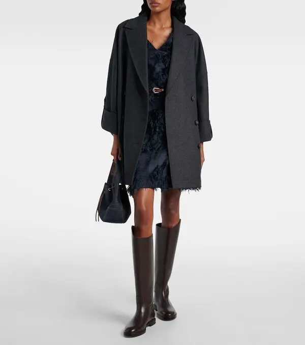Brunello Cucinelli Oversized Wool Coat - Grey