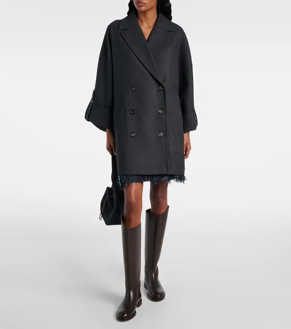 Brunello Cucinelli Oversized Wool Coat - Grey