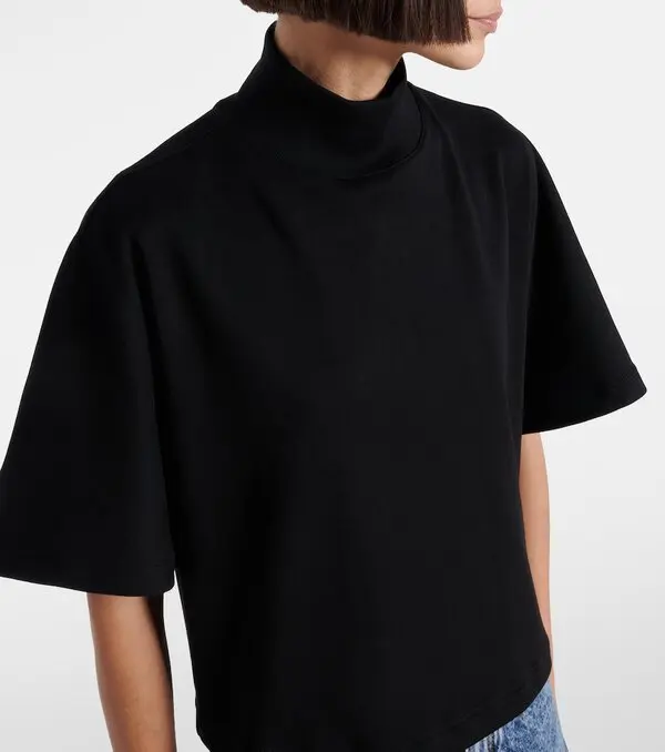 Alaïa High-neck Cotton Jersey T-shirt - Black