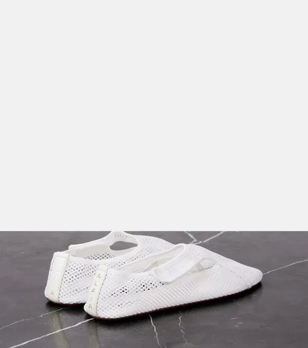 Alaïa Flex Leather-trimmed Mesh Ballet Flats - White