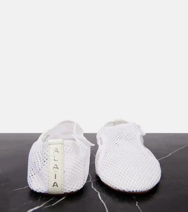 Alaïa Flex Leather-trimmed Mesh Ballet Flats - White